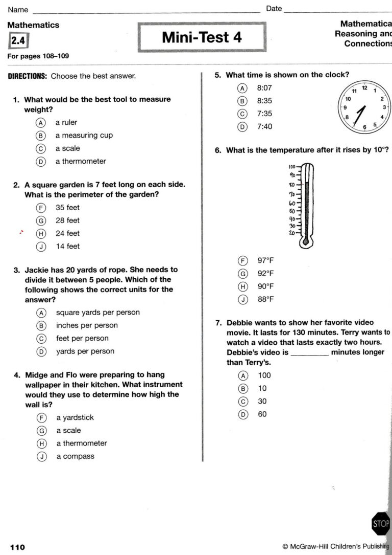 Math 110 Week 6 Test Worksheet | Automotive Math Worksheets